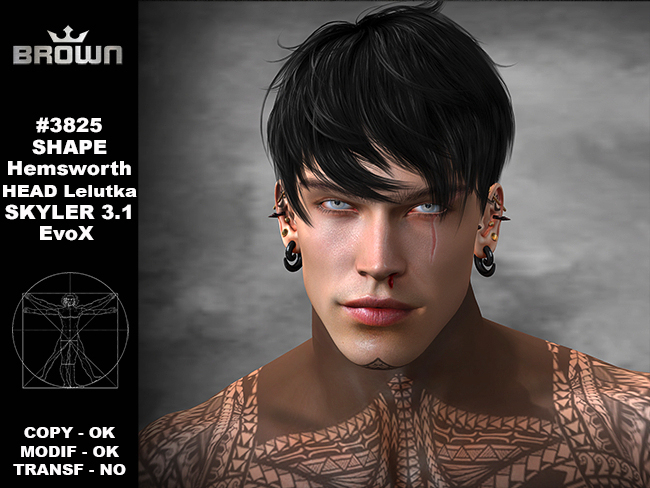 Second Life Marketplace - 3825 SHAPE Hemsworth HEAD Lelutka SKYLER 3.1 EvoX v2